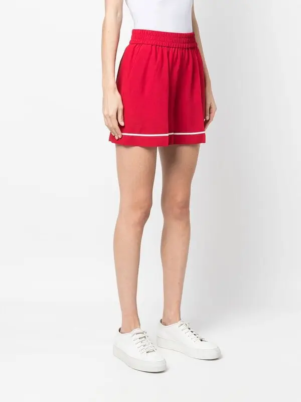 Red Valentino Contrast-trim Crepe Shorts - Red