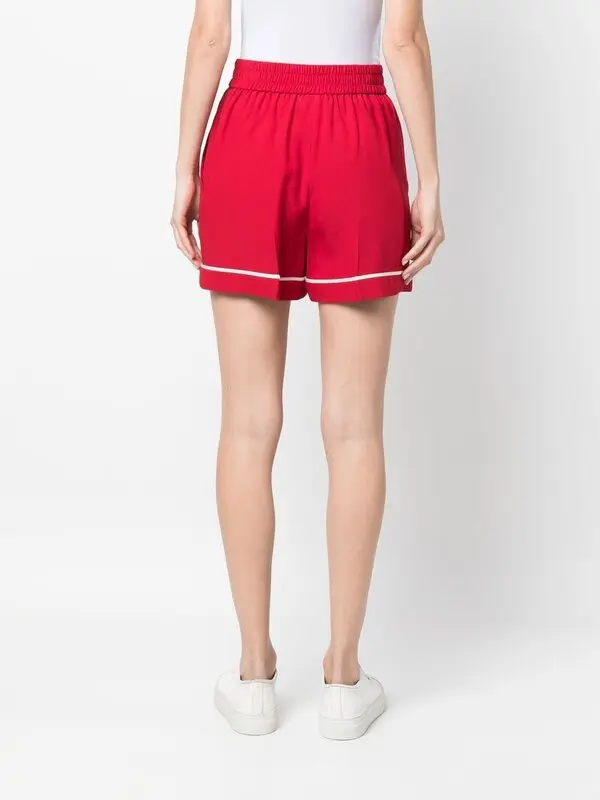 Red Valentino Contrast-trim Crepe Shorts - Red