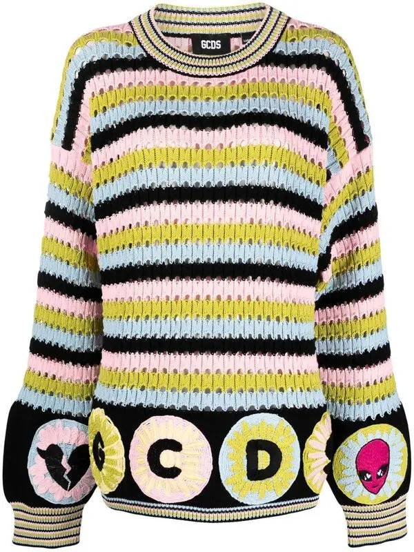 Gcds Colour-block Striped Knit Jumper - Blue