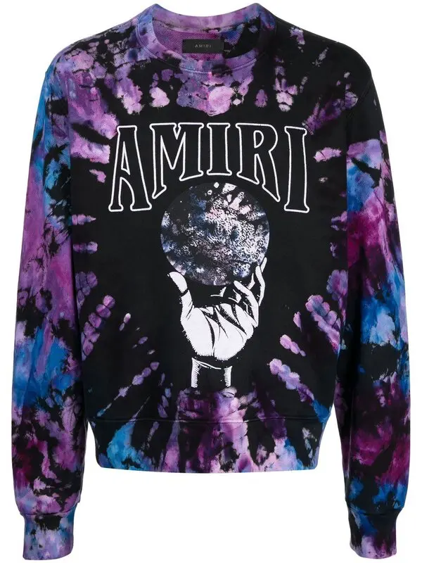 Amiri Tie-dye Logo-print Sweatshirt - Black