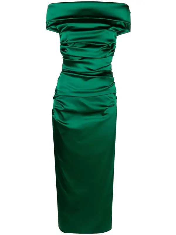 Talbot Runhof Draped Off-the-shoulder Dress - Green