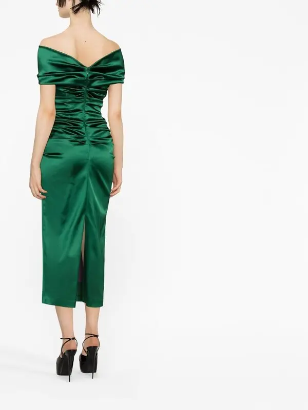 Talbot Runhof Draped Off-the-shoulder Dress - Green