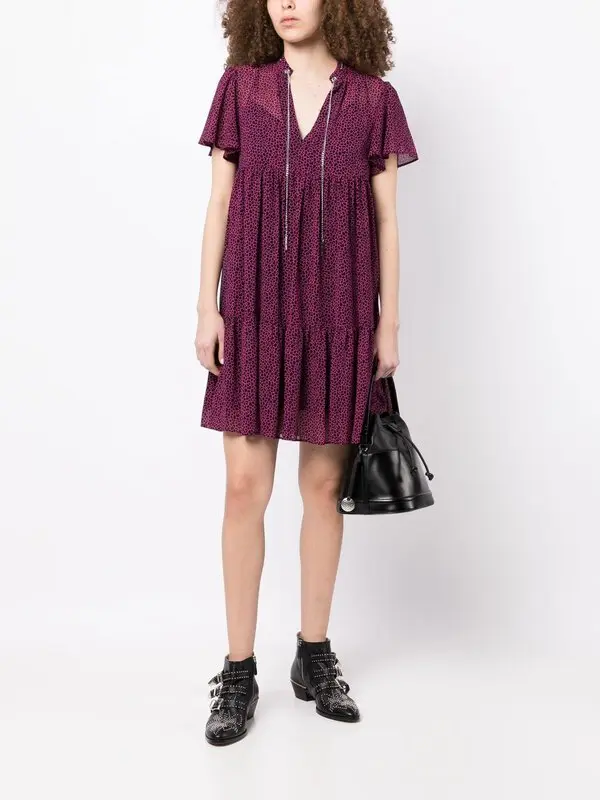 Michael Kors Giraffe-Print Mini Dress In Purple 74% Off