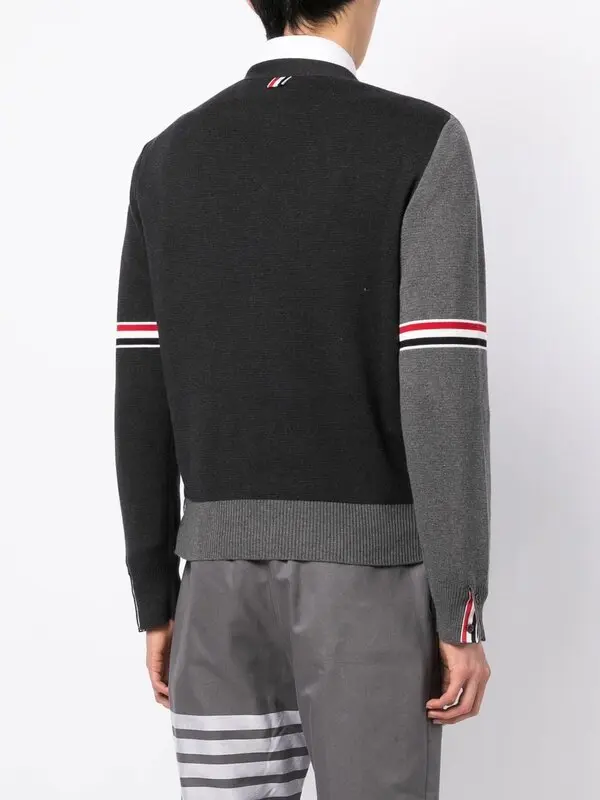 Thom Browne Colour-block Cotton Cardigan - Grey