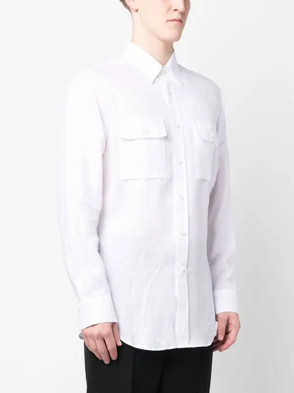Brioni Linen Button-up Shirt - White