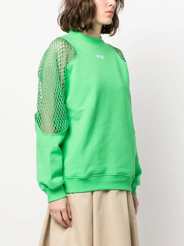 MSGM Mesh-detail Crew Neck Sweatshirt