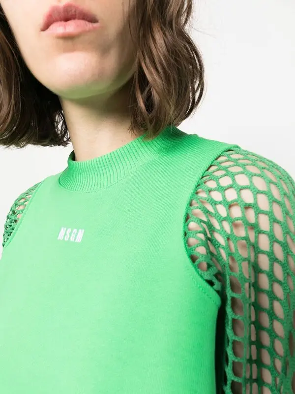 MSGM Mesh-detail Crew Neck Sweatshirt