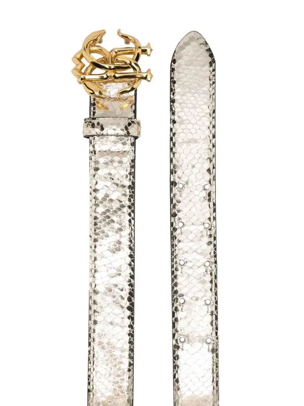 Roberto Cavalli Logo Buckle Leather Belt