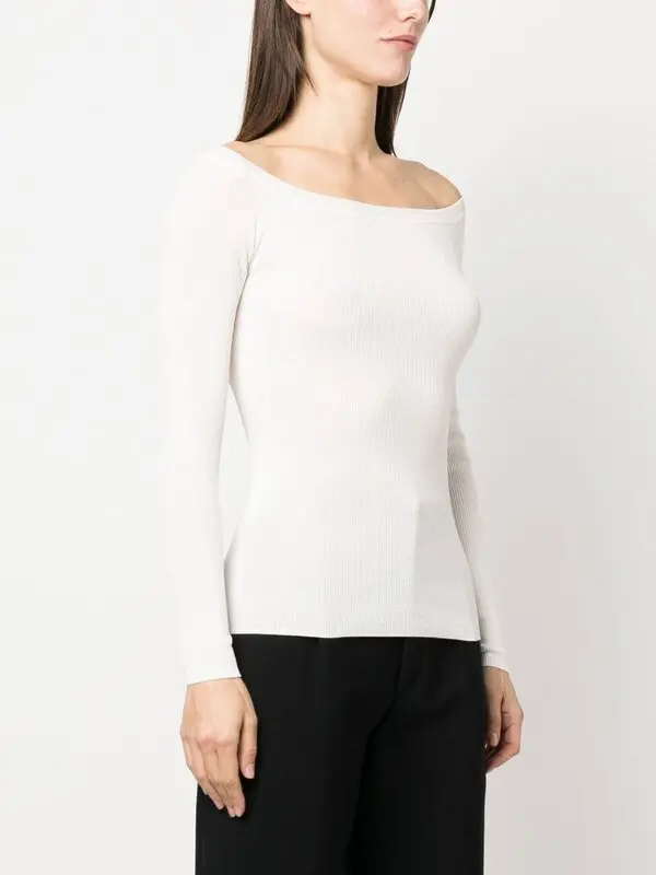 P.a.r.o.s.h Fine Ribbed Off-shoulder Top