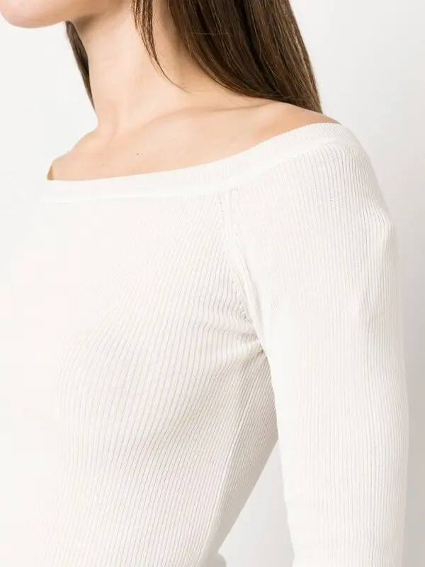 P.a.r.o.s.h Fine Ribbed Off-shoulder Top
