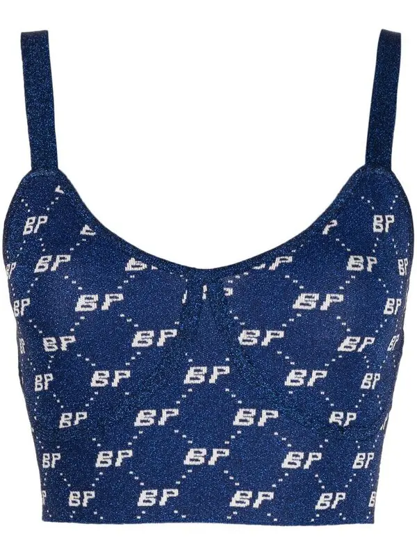 Baum Und Pferdgarten Intarsia-knit Logo Cropped Vest - Blue