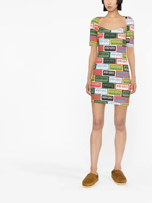 Kenzo Logo-print Mini Dress - Green
