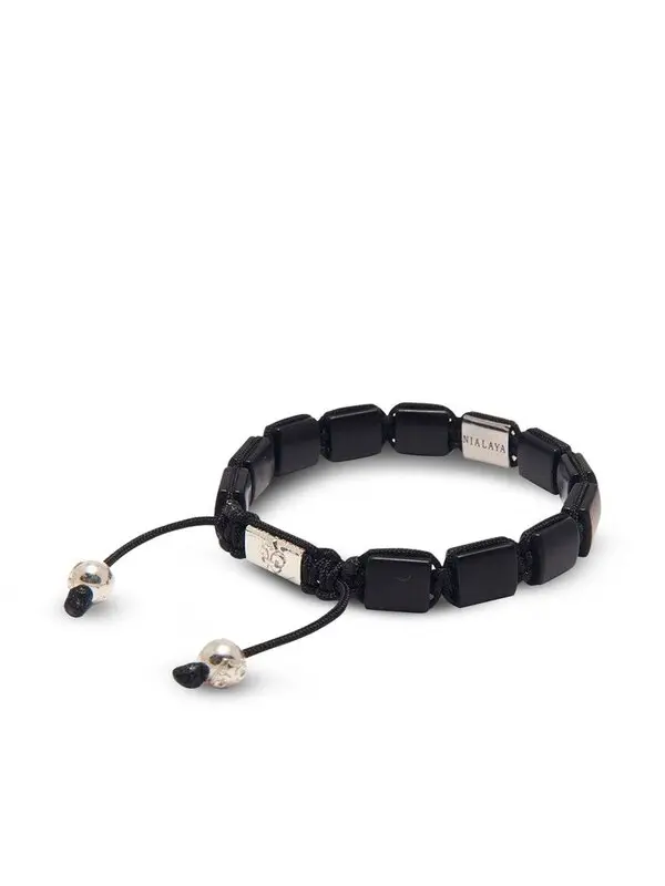 NIALAYA JEWELRY Engraved Charm Beaded Bracelet
