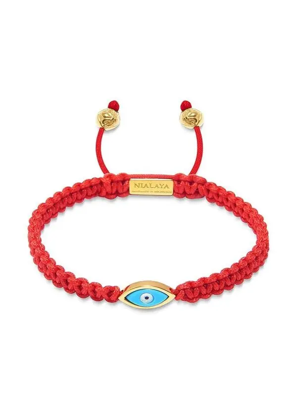 NIALAYA JEWELRY Evil Eye String Bracelet - Red