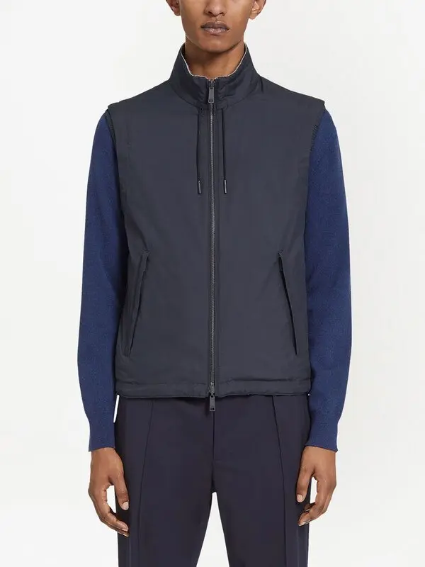 Zegna Reversible Zip-up Vest - Blue