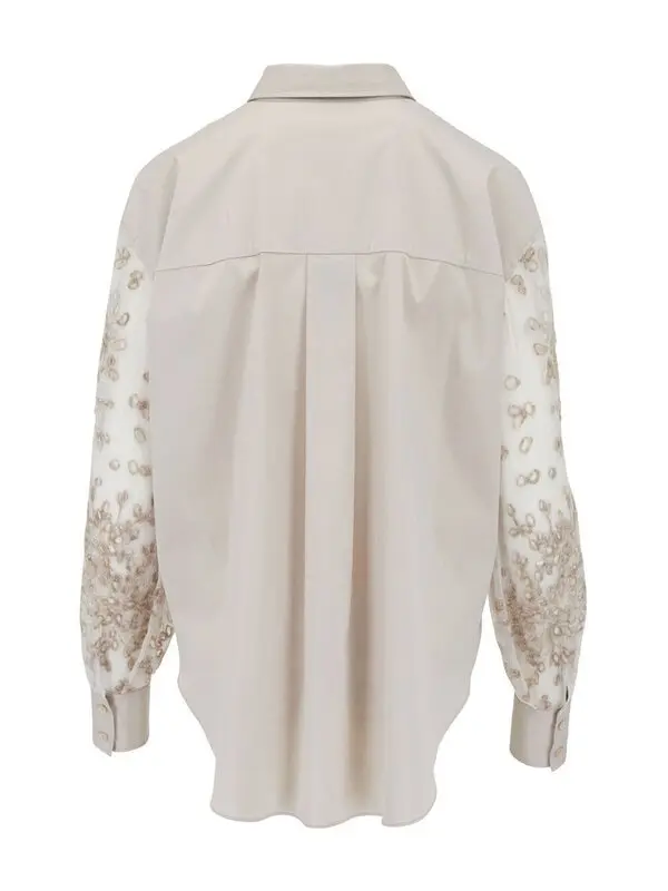 Brunello Cucinelli Embroidered-sleeve Shirt