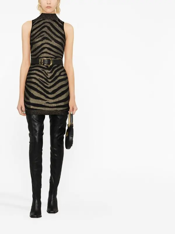 Balmain Zebra-print Knitted Minidress