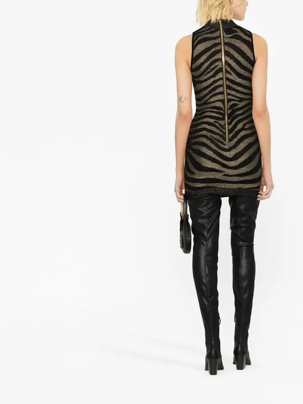 Balmain Zebra-print Knitted Minidress