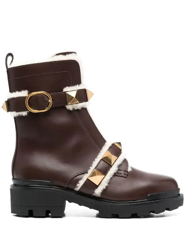Valentino Garavani Rockstud Embellished Biker Boots