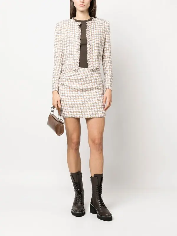 IRO PARIS Gathered-detail Tweed Skirt - Neutrals