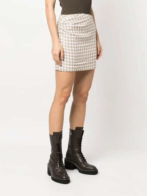 IRO PARIS Gathered-detail Tweed Skirt - Neutrals