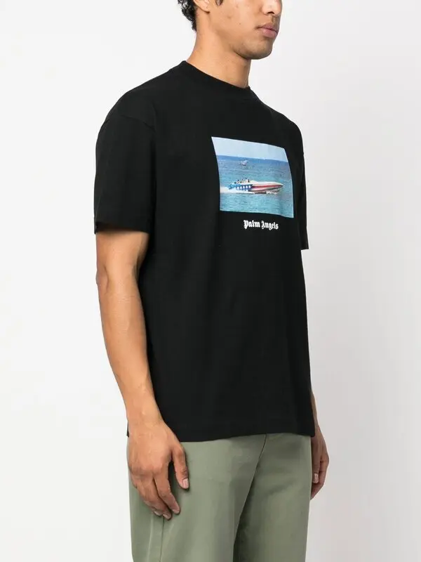 Palm Angels Getty Speedboat-print T-shirt - Black