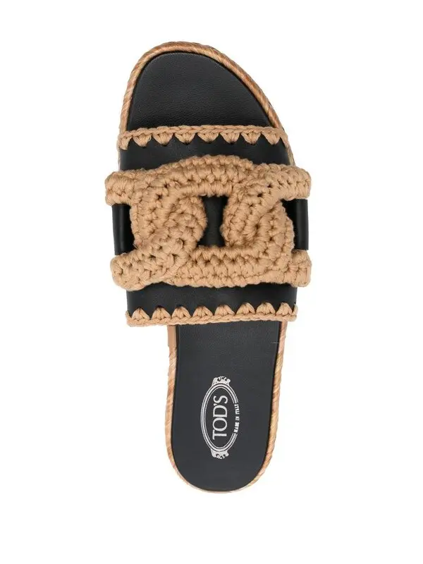TOD'S Kate Crochet Sandals - Black