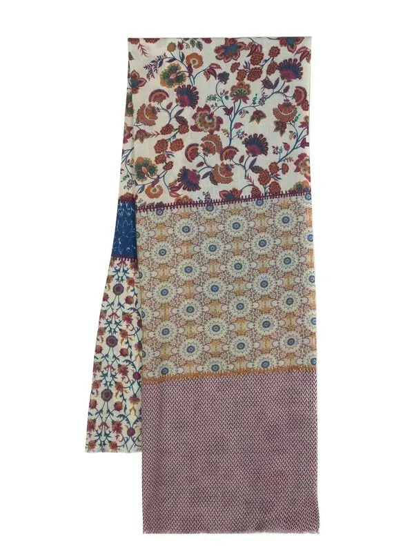LEATHERSMITH OF LONDON Graphic-print Wool Scarf - Blue