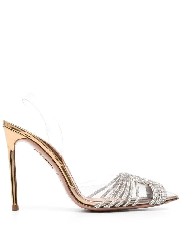 AQUAZZURA Gatsby 105mm Slingback Pumps - Gold
