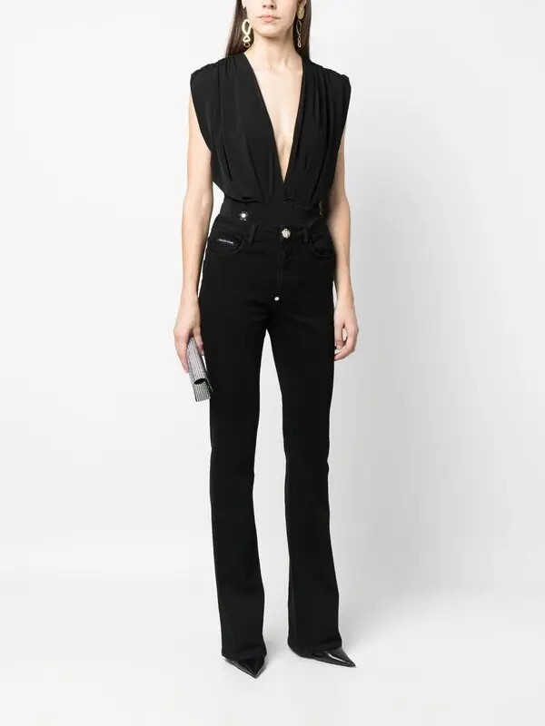 Philipp Plein Plunging V-neck Bodysuit