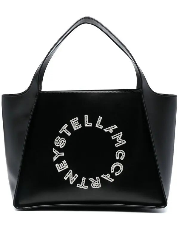 Stella McCartney Broderie Anglaise-logo Tote Bag - Black