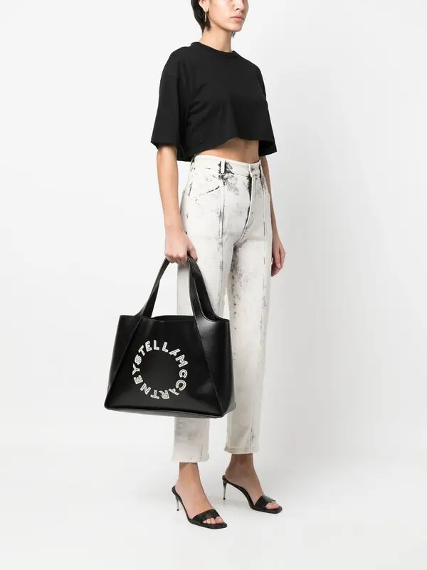 Stella McCartney Broderie Anglaise-logo Tote Bag - Black