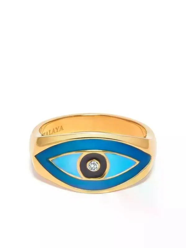 NIALAYA JEWELRY Large Evil Eye Ring - Gold