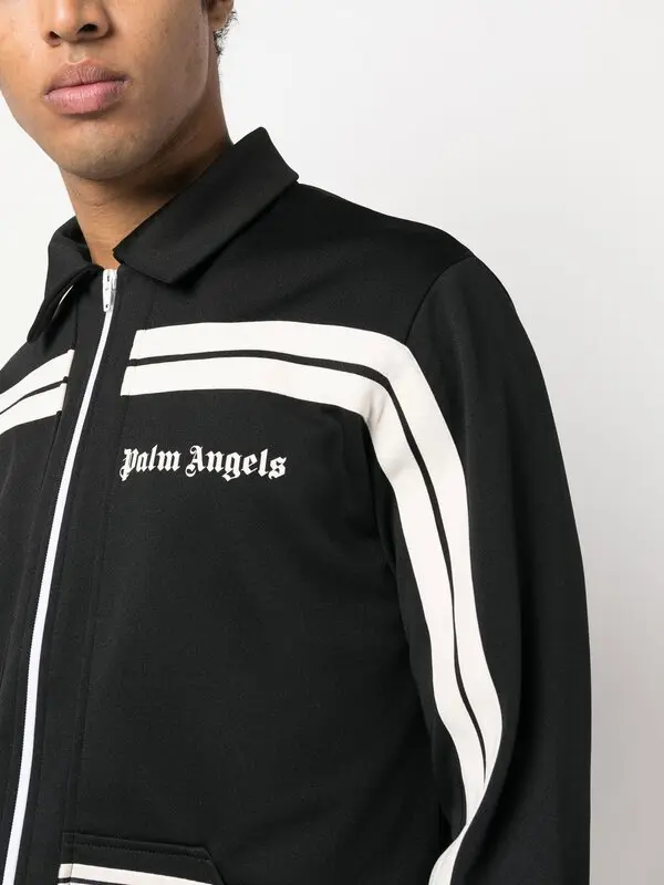 Palm Angels Logo-print Panelled Zip-up Jacket