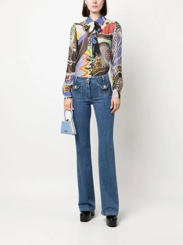 Moschino Abstract-pattern Pussy-bow Blouse