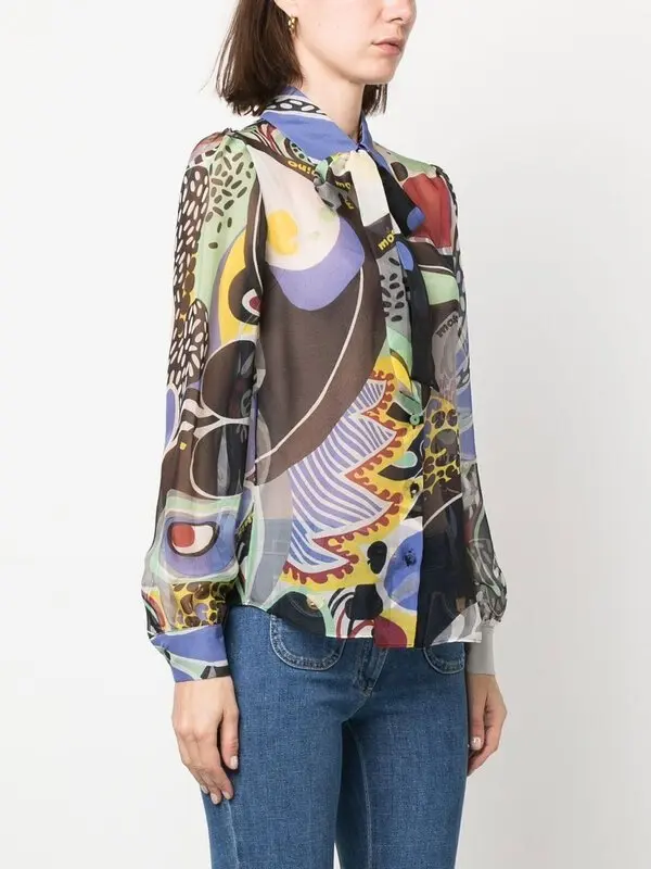 Moschino Abstract-pattern Pussy-bow Blouse