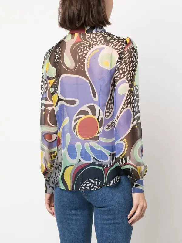 Moschino Abstract-pattern Pussy-bow Blouse