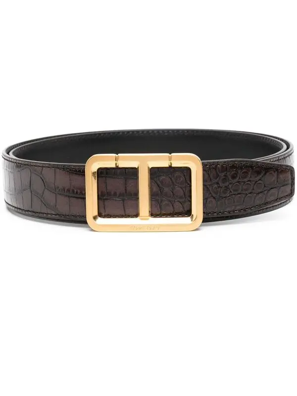 TOM FORD Buckle-fastening Leather Belt - Brown
