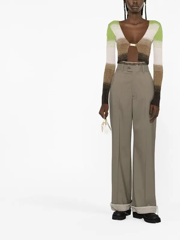 Gcds Degradé-effect Lurex Cropped Cardigan - Green