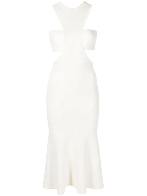 Alexander McQueen Slashed Harness Rib-knit Dress - Neutrals