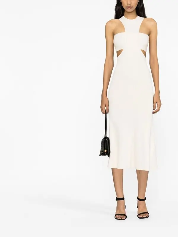 Alexander McQueen Slashed Harness Rib-knit Dress - Neutrals