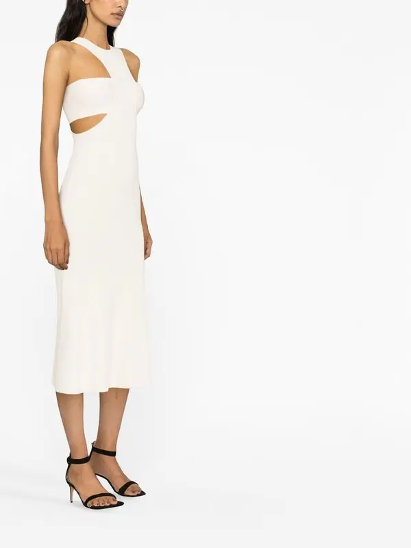 Alexander McQueen Slashed Harness Rib-knit Dress - Neutrals