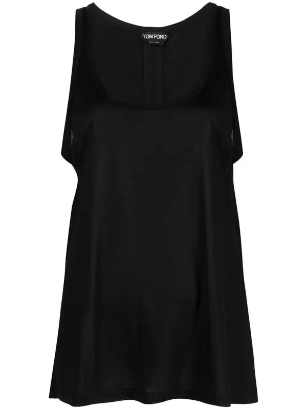 TOM FORD Logo-patch Silk Tank Top - Black