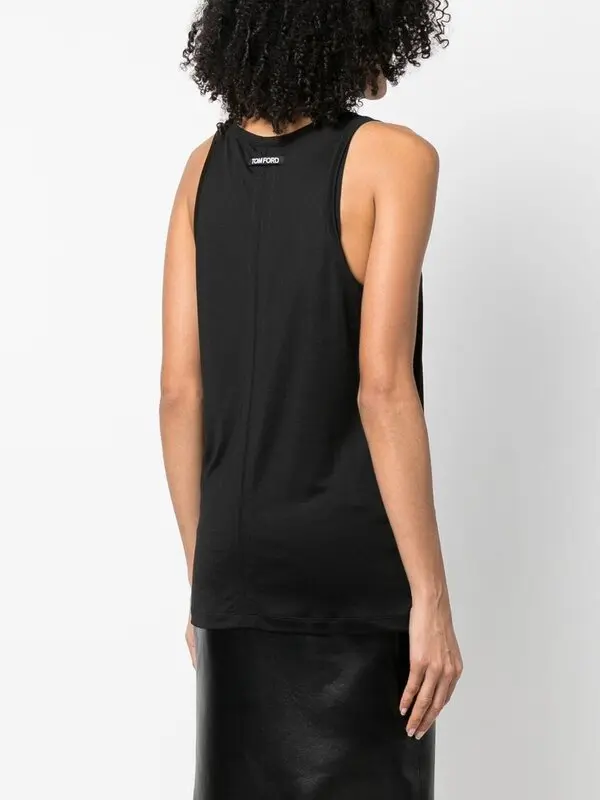 TOM FORD Logo-patch Silk Tank Top - Black
