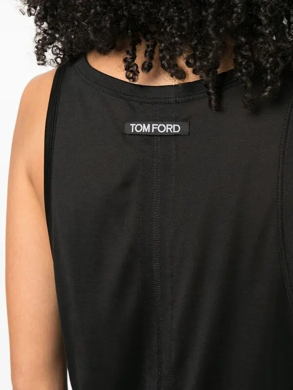 TOM FORD Logo-patch Silk Tank Top - Black