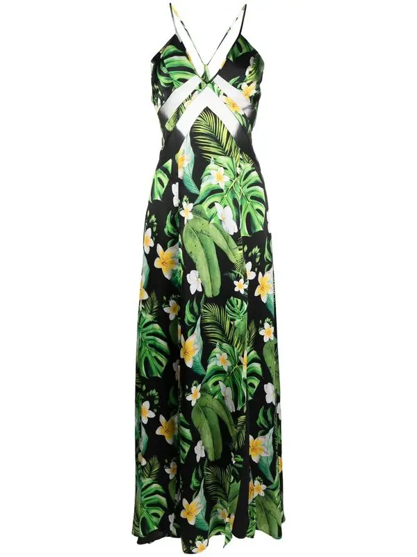 Philipp Plein Hawaii Printed Silk Maxi Dress