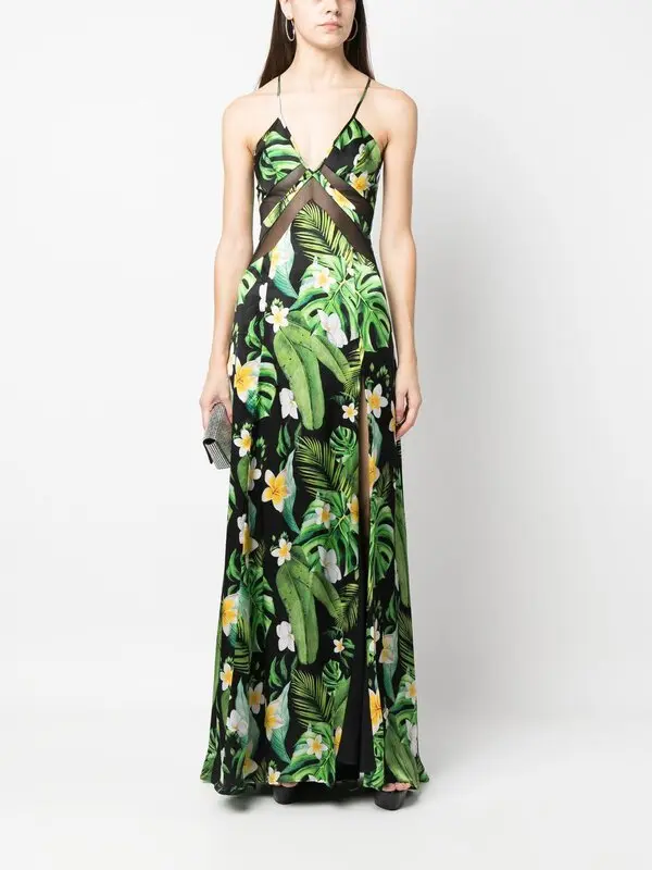 Philipp Plein Hawaii Printed Silk Maxi Dress