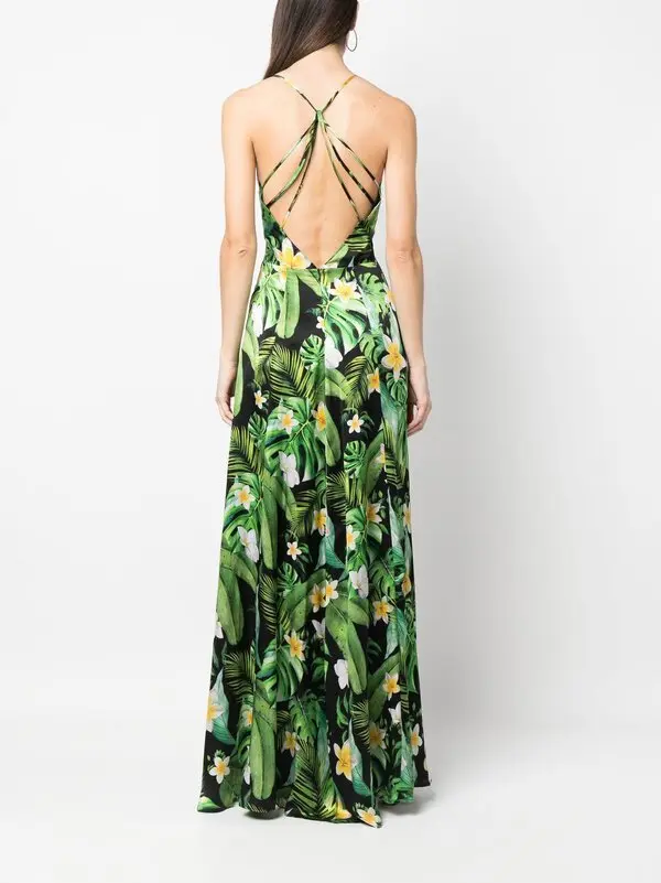 Philipp Plein Hawaii Printed Silk Maxi Dress