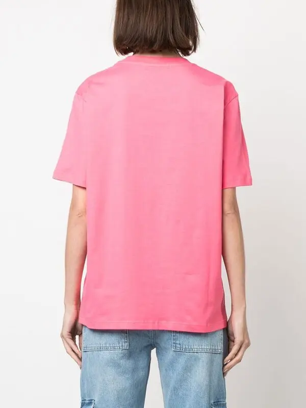 MSGM Logo-embroidered Short-sleeve T-shirt - Pink