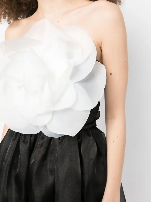 cynthia rowley tulle floral appliqué midi dress Cynthia Rowley Floral-Appliqué Tulle Dress - Black